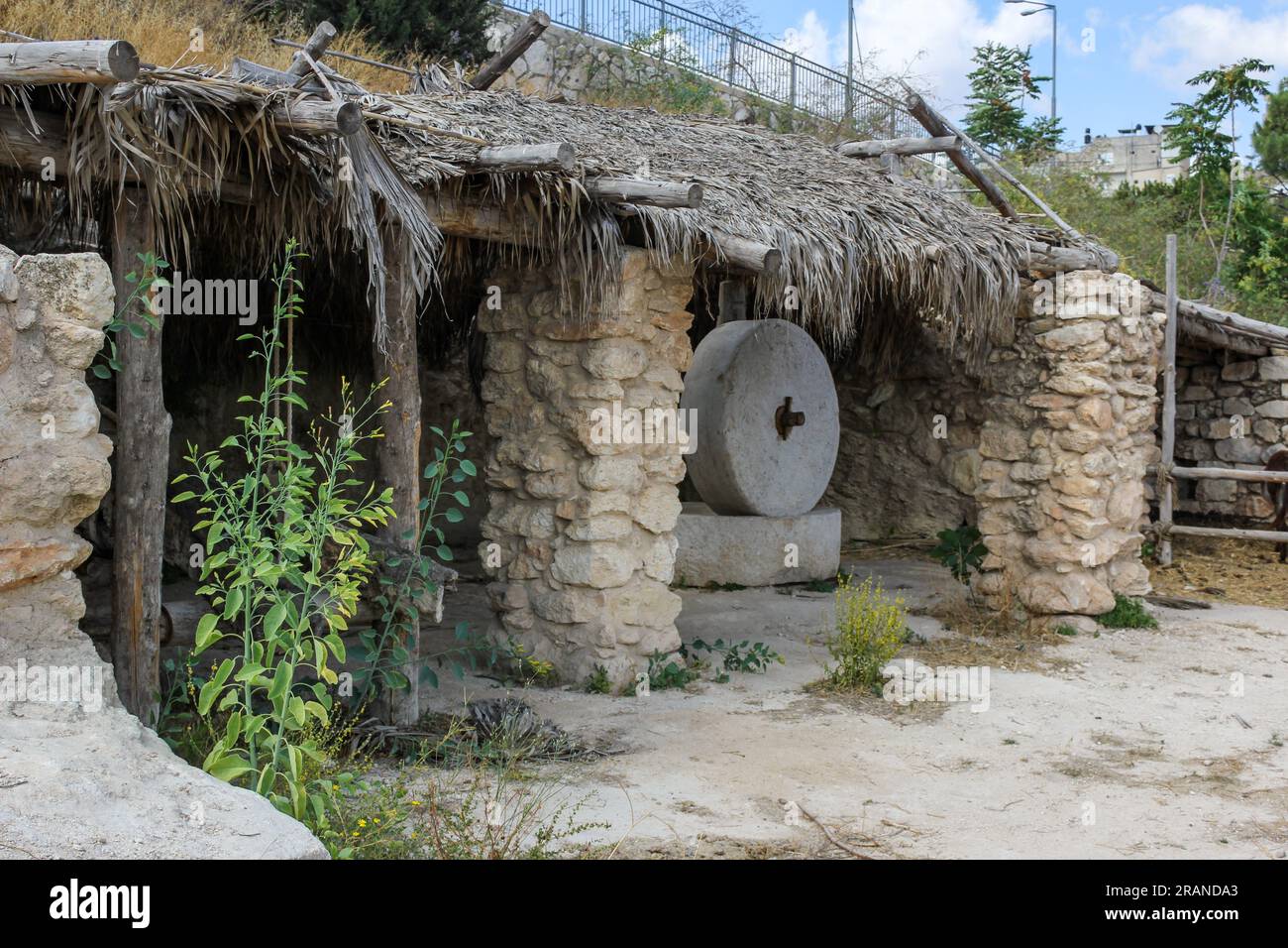 A millstone typical of those used in ancient Israel is on display at ...