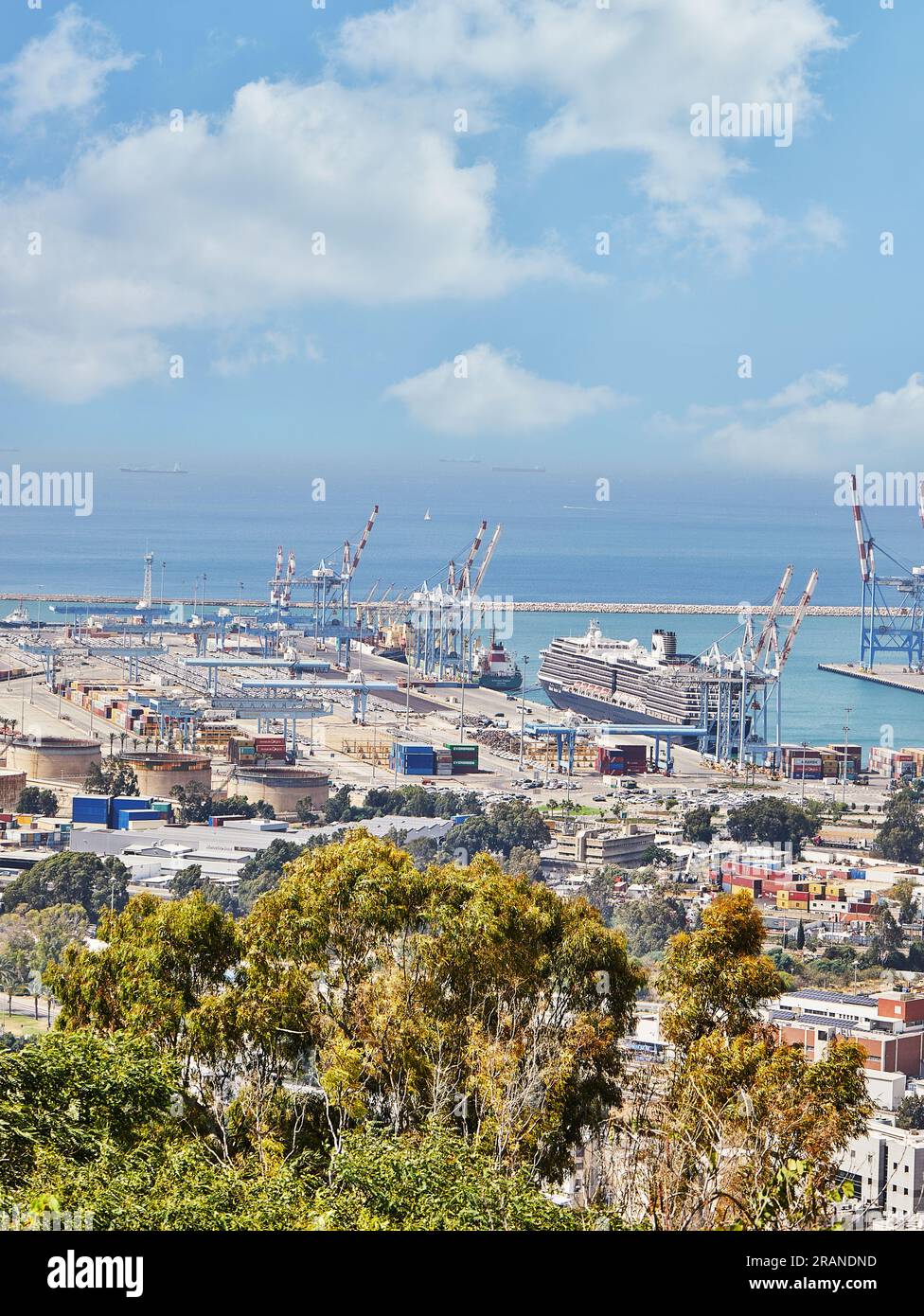 Haifa, Israel - June 17, 2023: Sea port in the city of Haifa, panorama ...