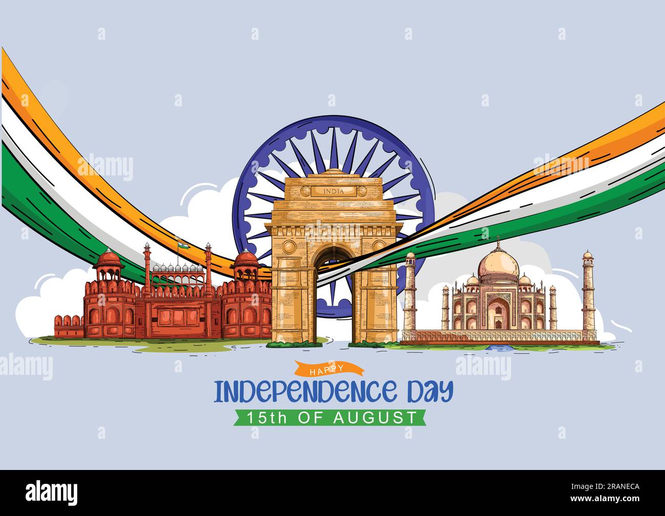 Happy Independence Day of India. monument and Landmark. abstract vector ...