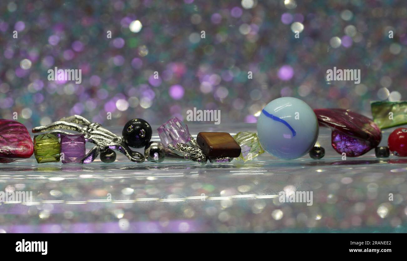 Colorful balls and glittering things photographed in the studio Stock ...