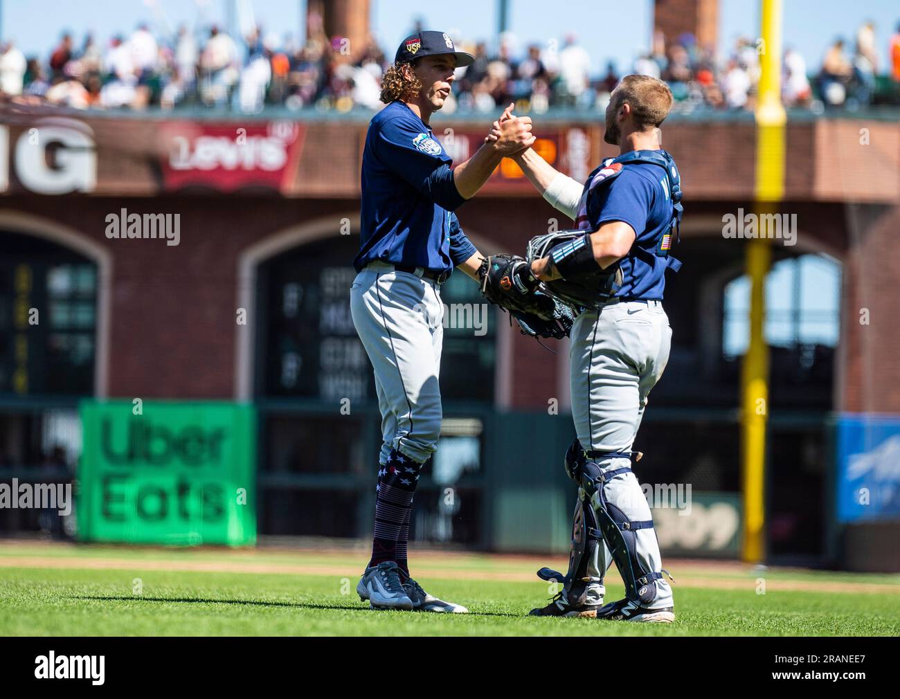 July 04 2023 San Francisco CA, U.S.A. Seattle starting pitcher Logan ...