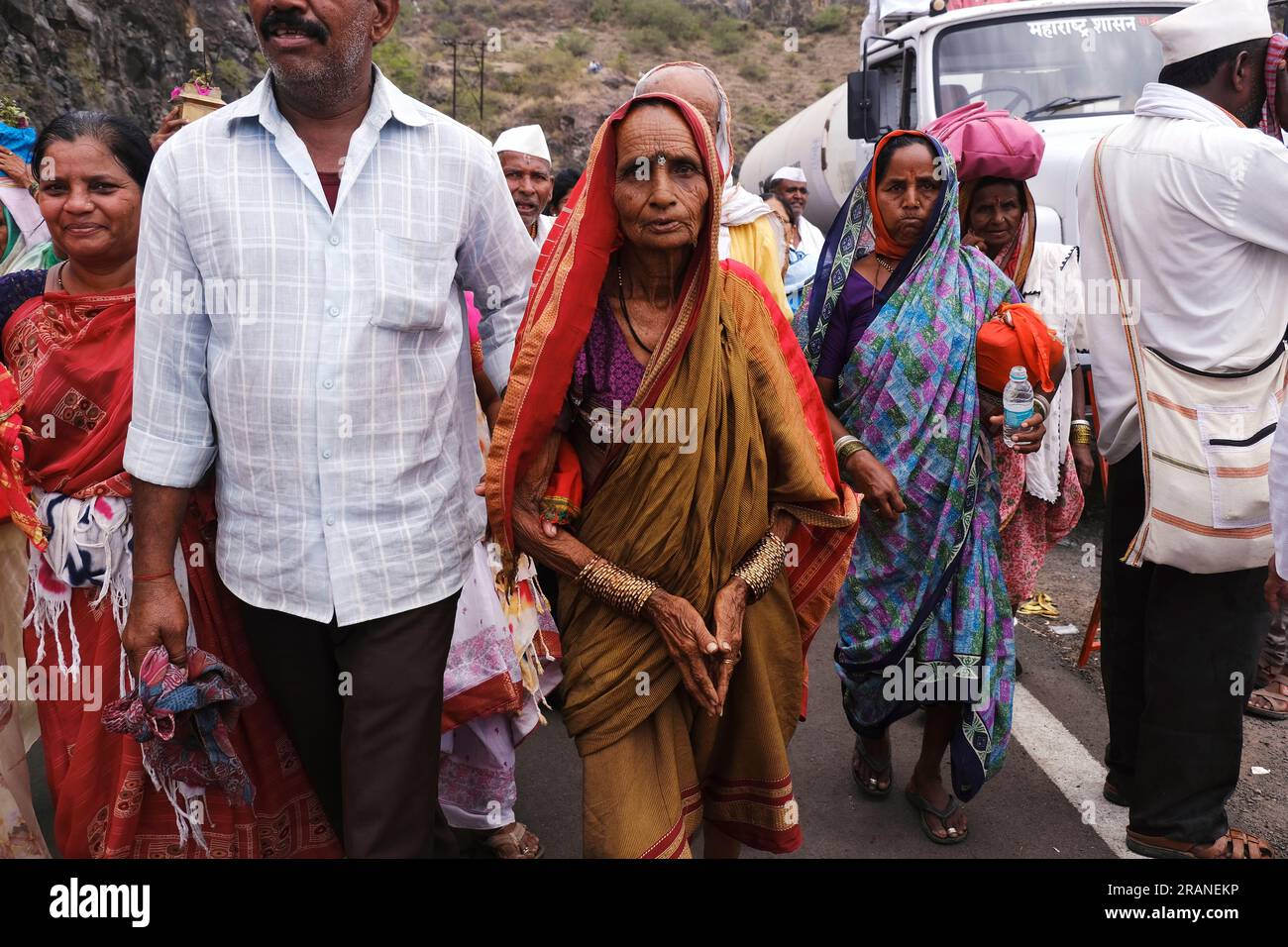 Pune, India 14 July 2023, cheerful Pilgrims at Palkhi, During ...
