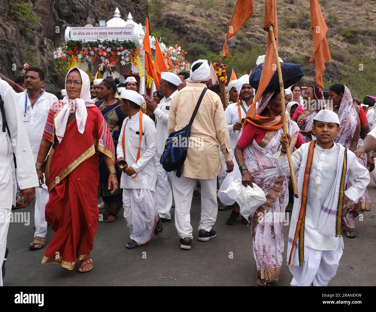 Pune, India 14 July 2023, cheerful Pilgrims at Palkhi, During ...