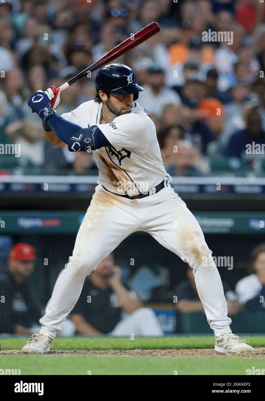 Detroit Tigers' Matt Vierling bats against the Oakland Athletics during ...