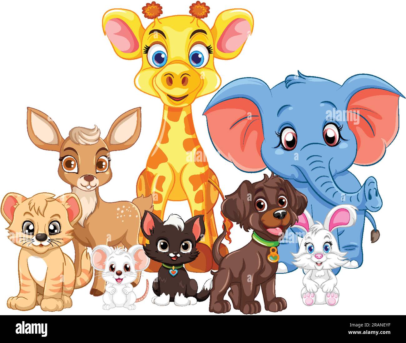 Cute Wild Animals Cartoon Character illustration Stock Vector Image ...