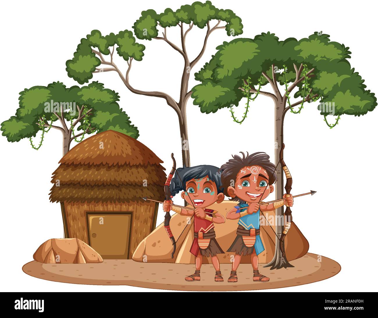 Indigenous people in front of their house illustration Stock Vector ...