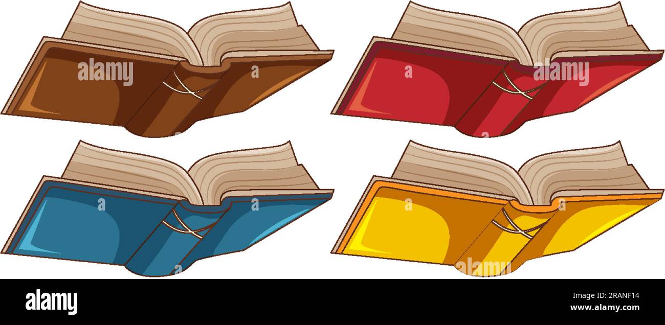 Set of open books cartoon illustration Stock Vector Image & Art - Alamy