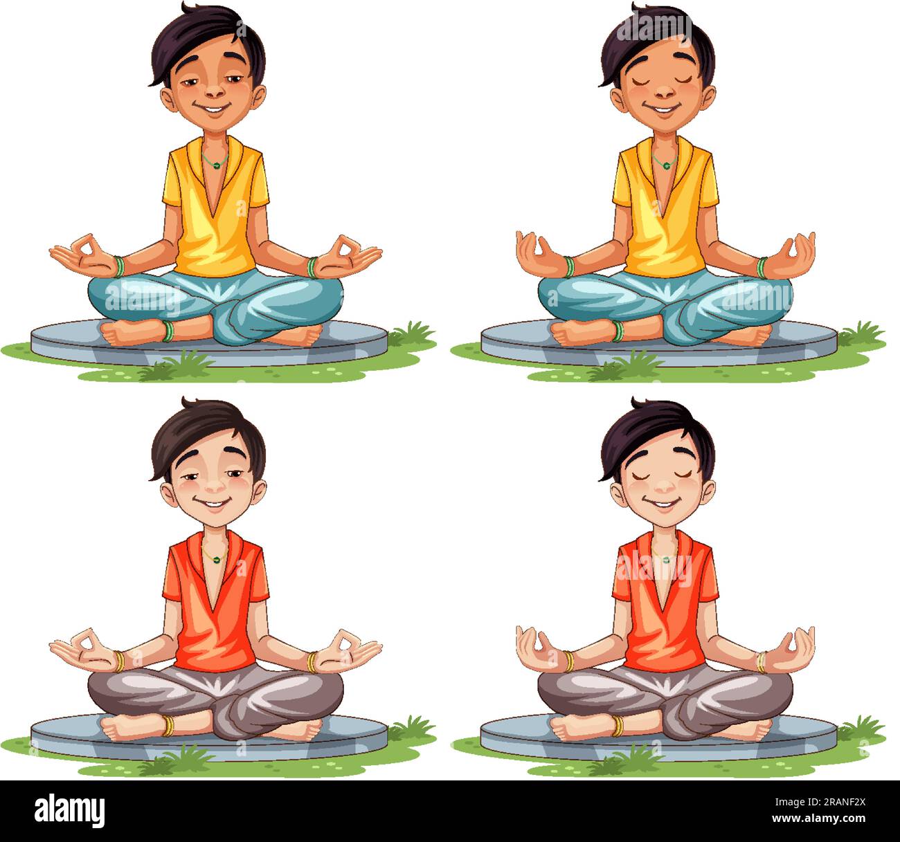 Asian man cartoon practice meditation illustration Stock Vector Image ...