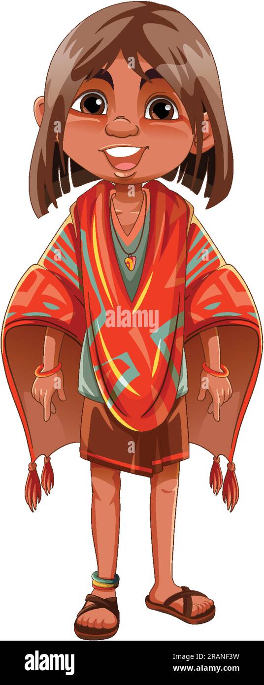 Indigenous girl cartoon character illustration Stock Vector Image & Art ...