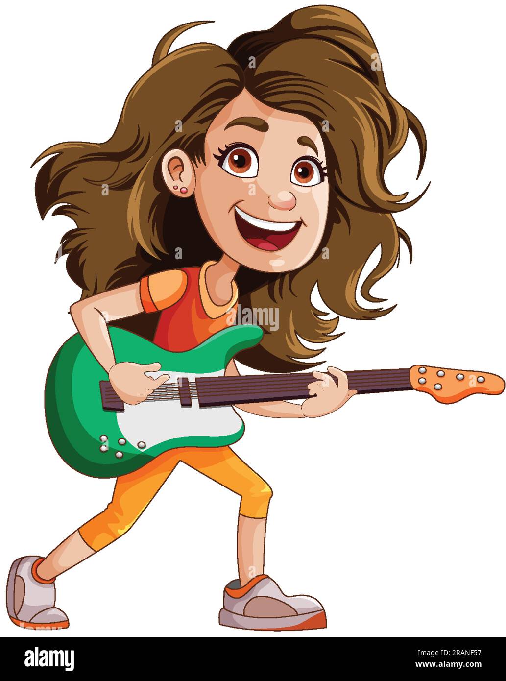 Female rock musician playing bass illustration Stock Vector Image & Art ...