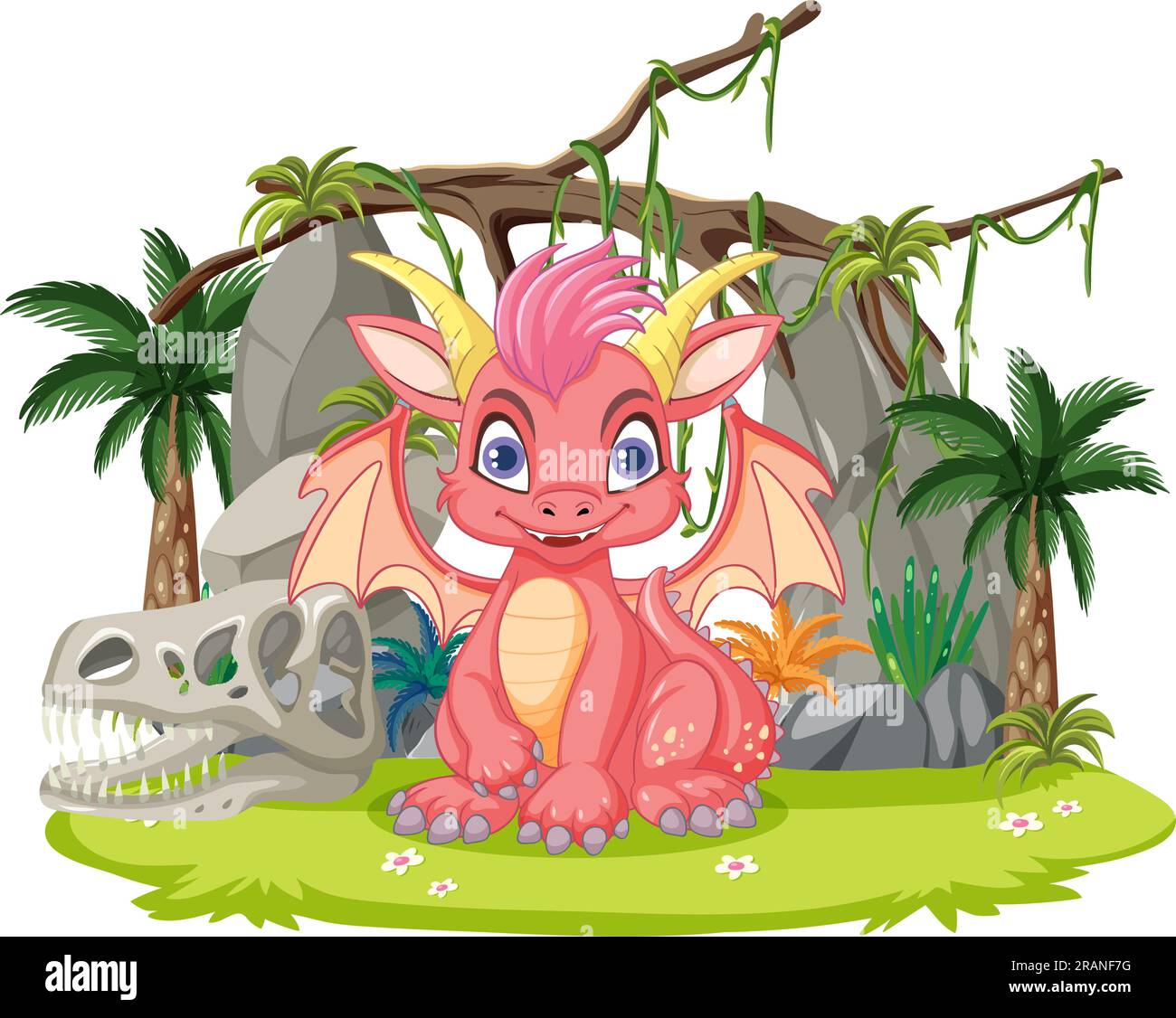 Dragon Cartoon Character in the Wood illustration Stock Vector Image ...