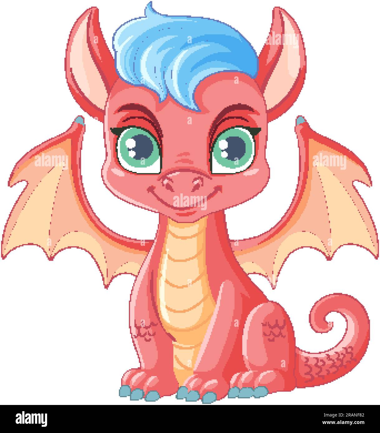 Cute pink dragon cartoon character sitting isolated illustration Stock ...