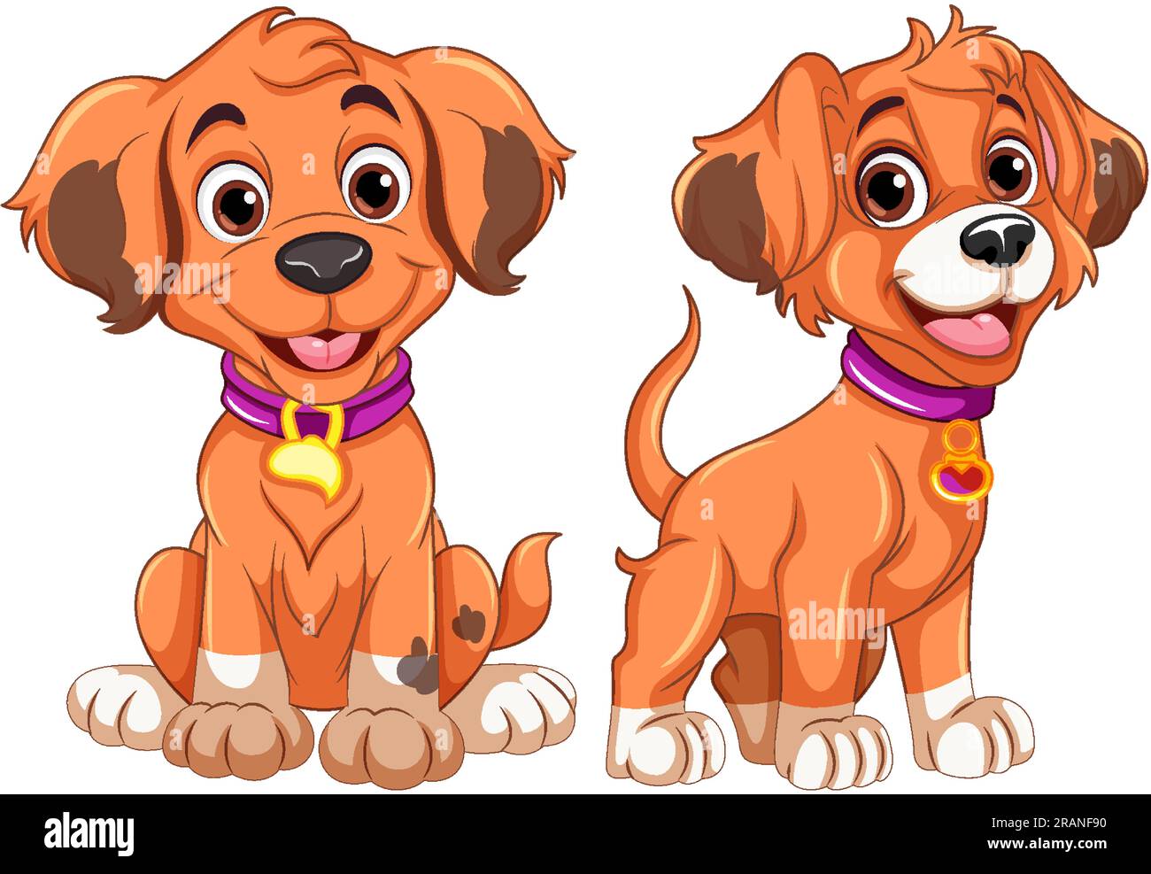Adorable Dog in Sitting and Standing Poses illustration Stock Vector ...