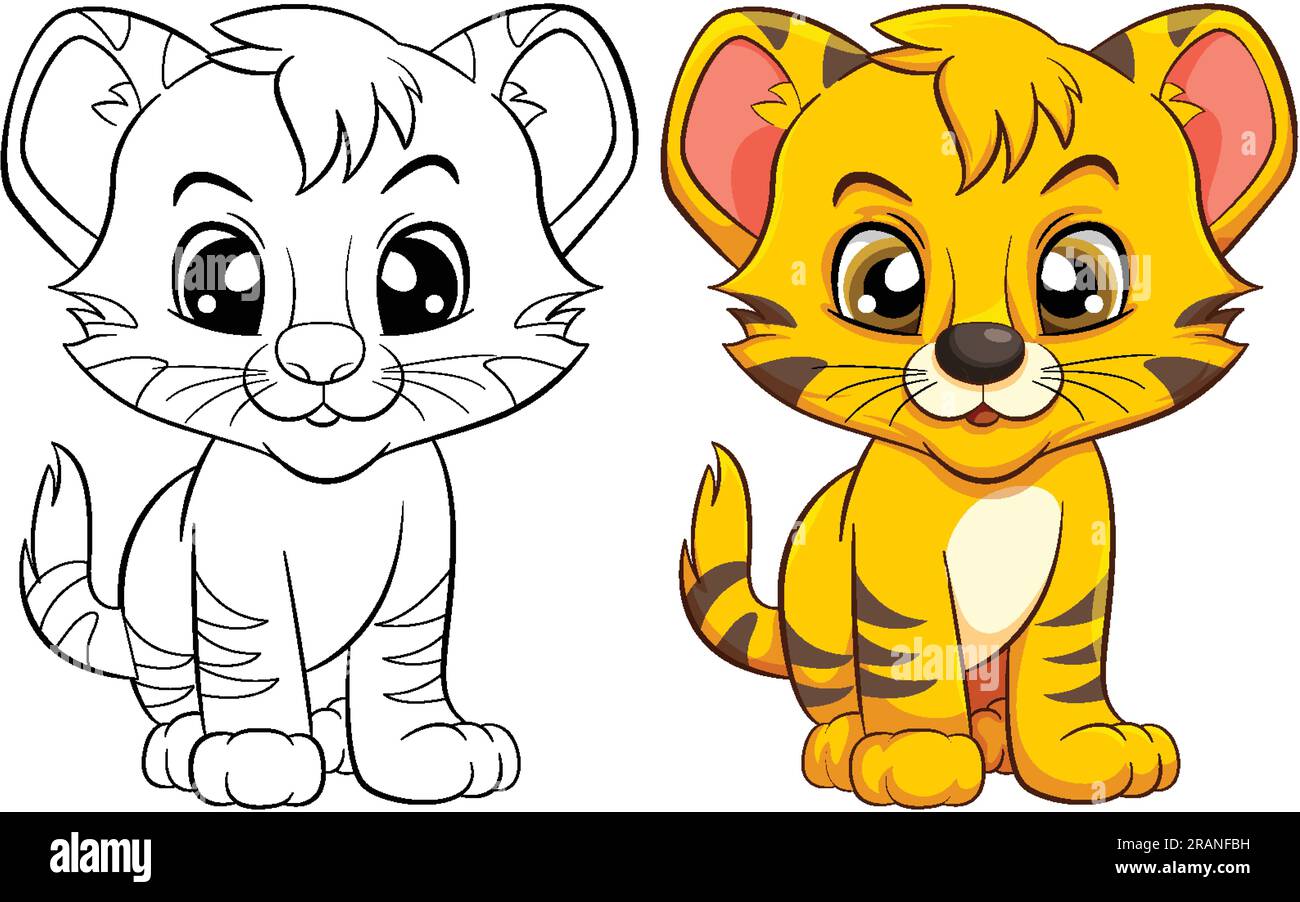 Coloring Page Outline of Cute Tiger illustration Stock Vector Image ...
