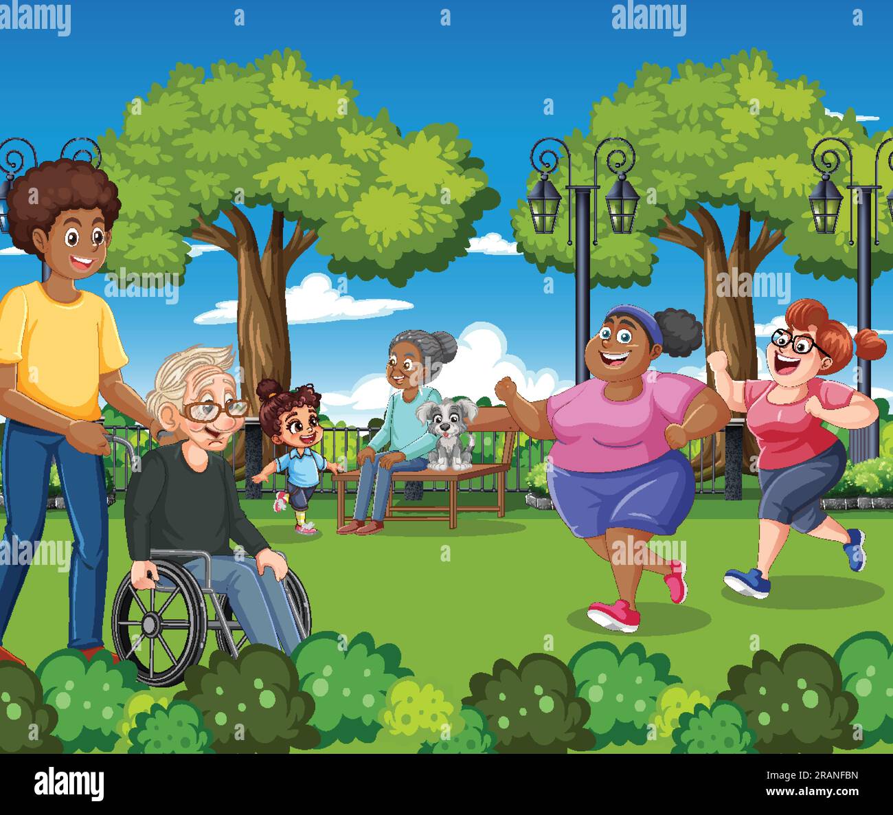 People with different gender age and race at the park doing different ...