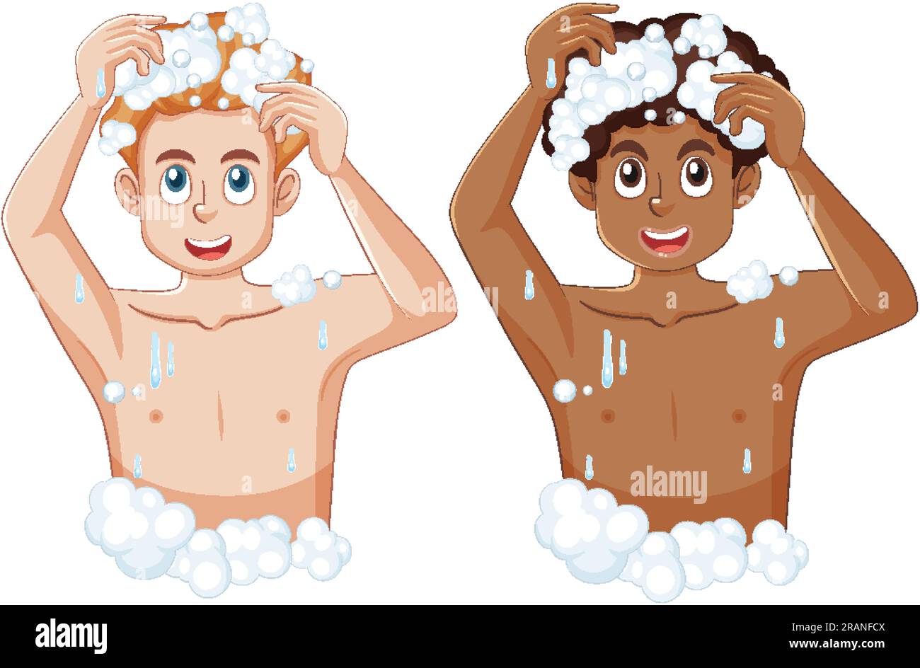 Boy Washing Hair Clipart