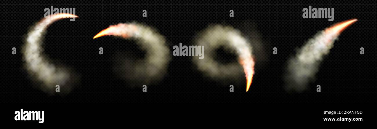 Space rocket launch smoke trail with fire vector. Isolated plane or jet ...