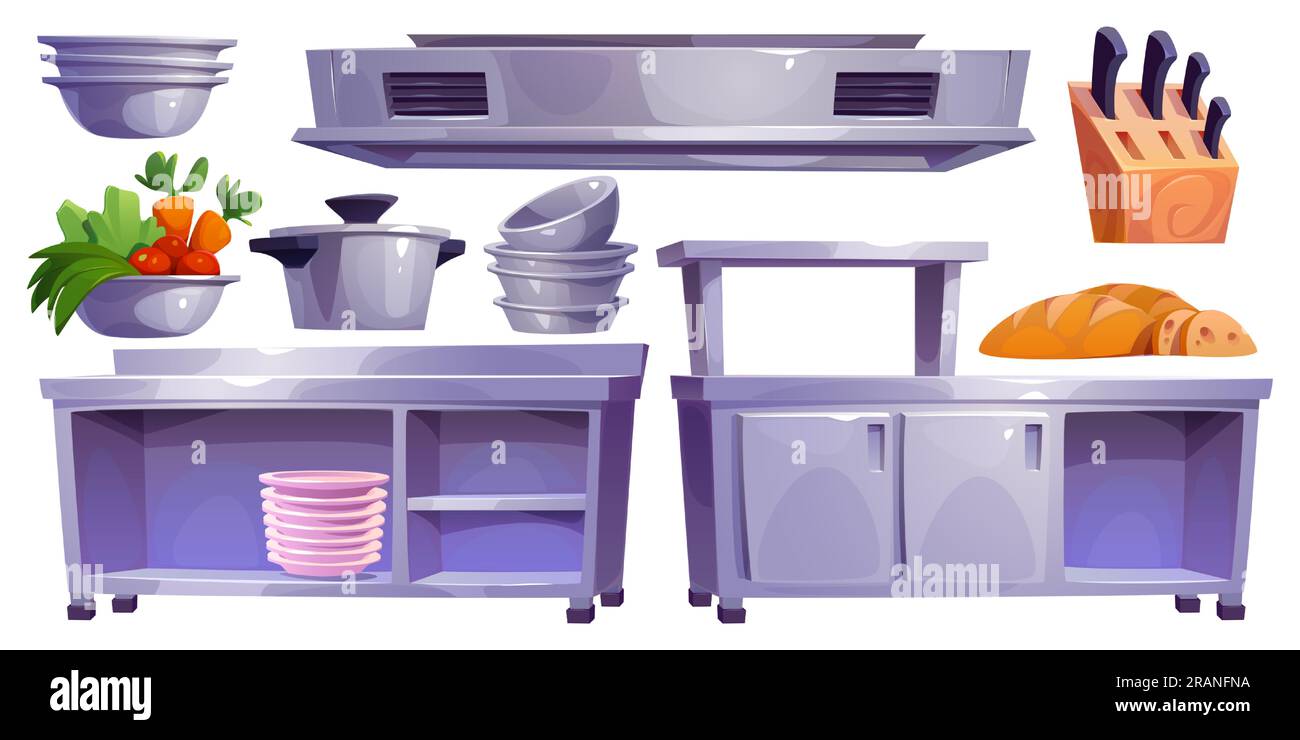 Restaurant kitchen interior with professional equipment for cooking ...