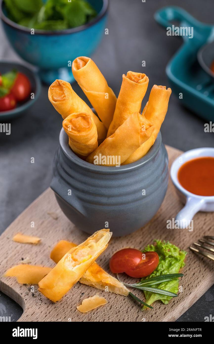 Deep Fried Spring Roll, Thai food style Stock Photo - Alamy