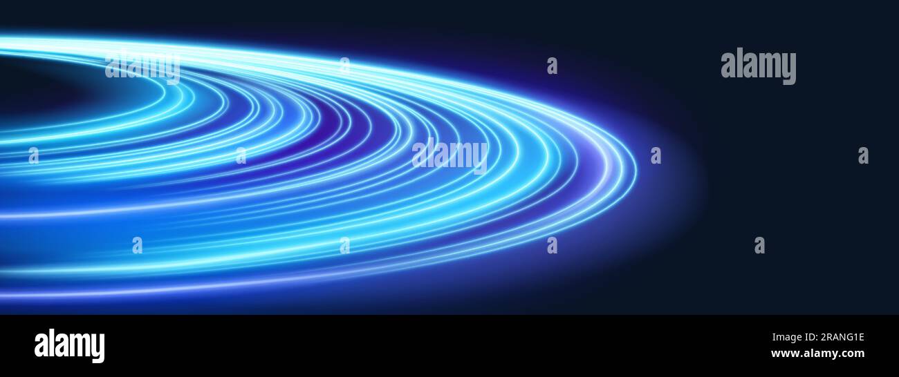 Neon planet ring with light glow energy effect. Magic cosmos round line ...