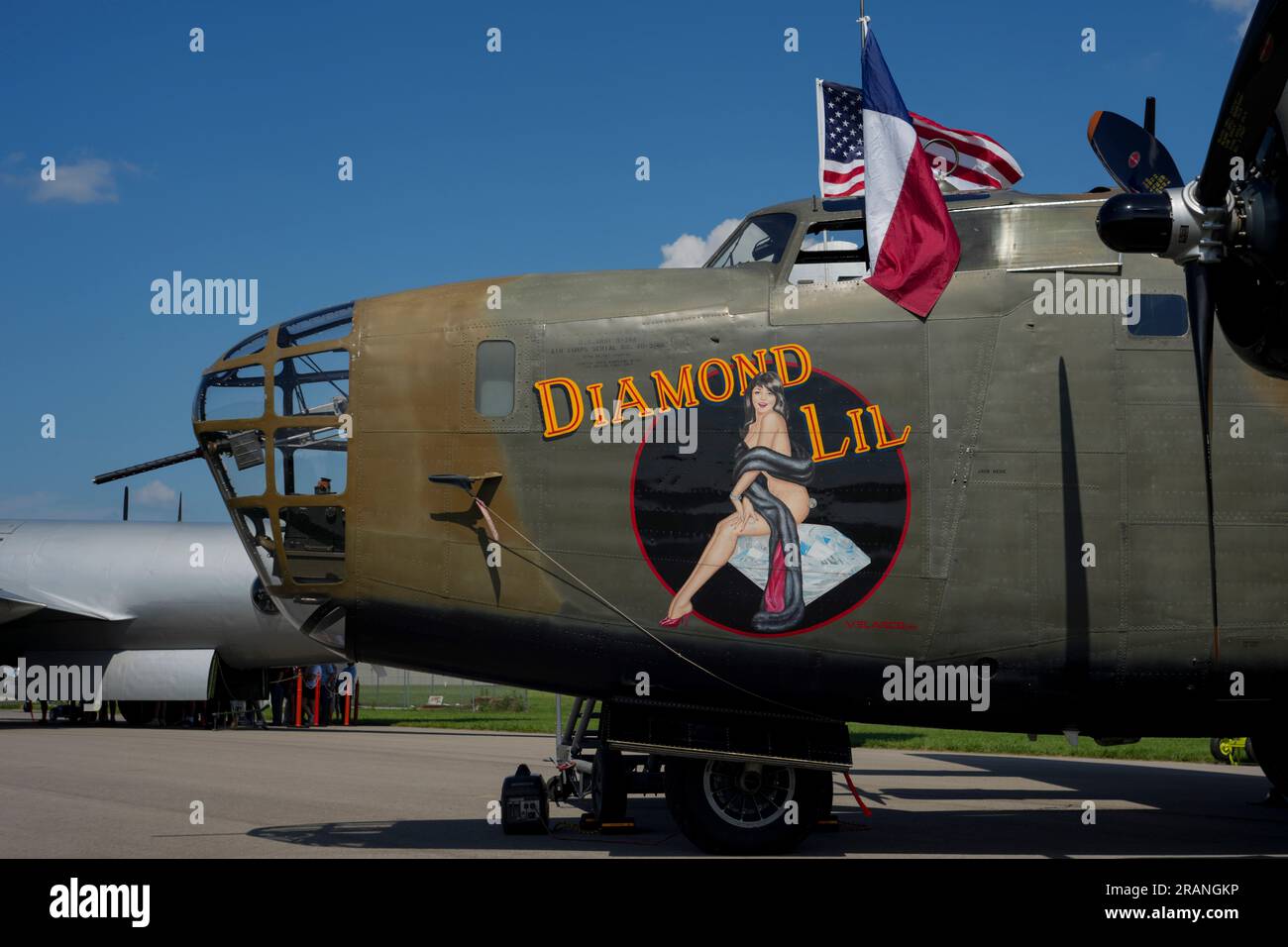 The B-24 Liberator "Diamond Lil" is seen as it sits on display at ...
