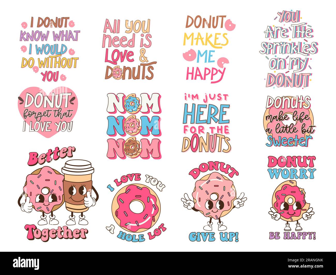 Inspirational cute donut quotes in funky style Stock Vector Image & Art ...