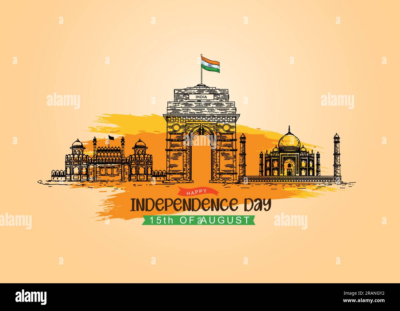 Happy Independence Day of India. monument and Landmark. abstract vector ...