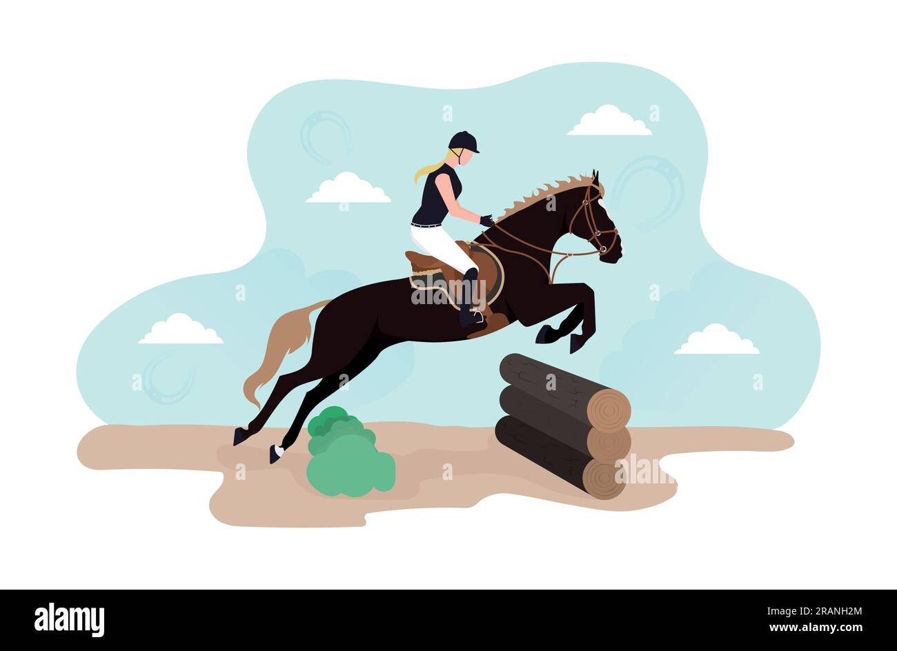 Illustration of horse cross. Equestrian Eventing. Illustration of a ...