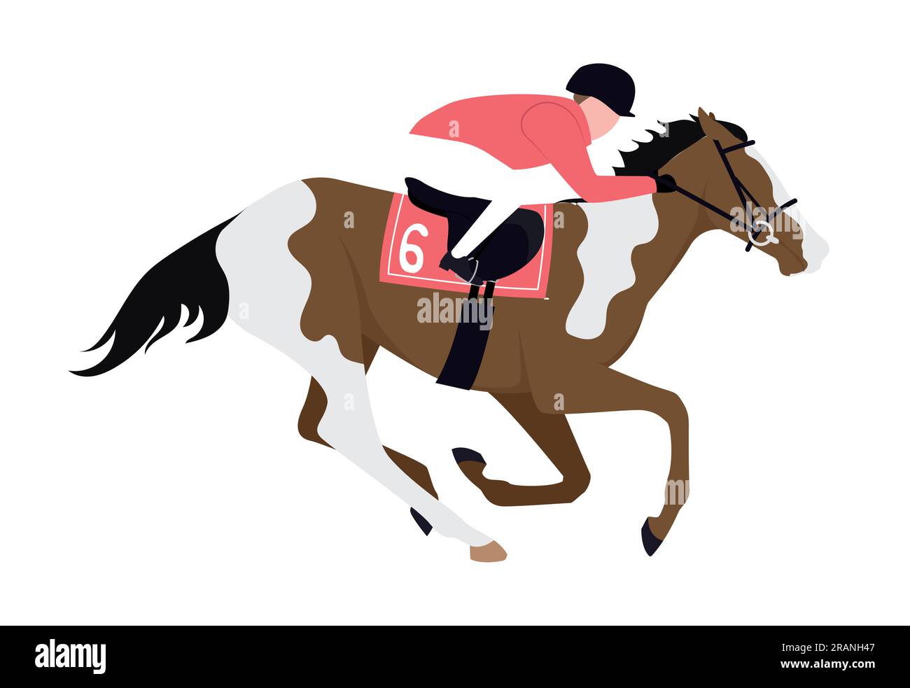A jockey on a prancing horse. Illustration of a horse trotting with a ...