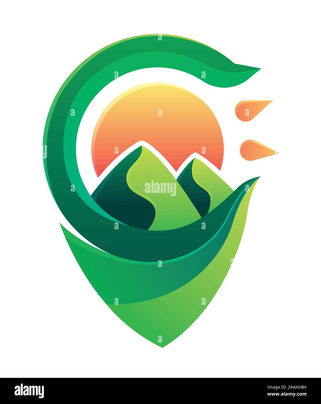 Logo with sunset. Vector illustration - mountains and the sun Stock ...