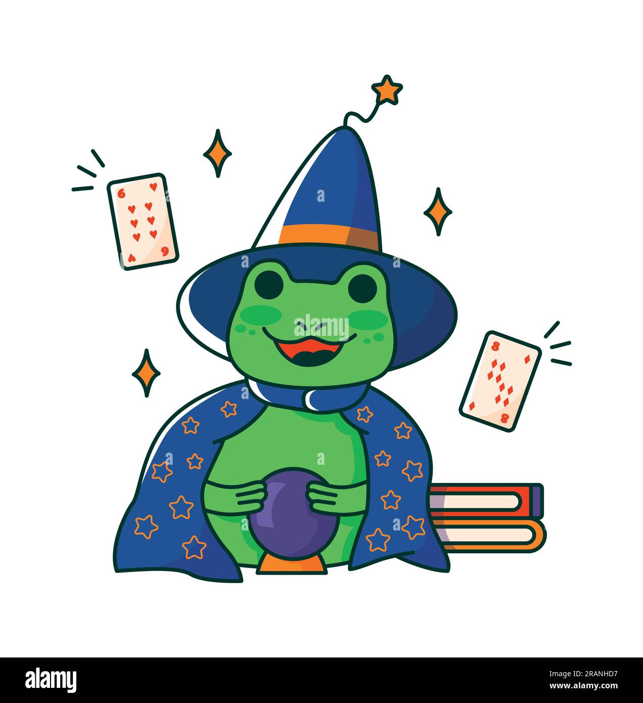 The Witch Frog. Toad in a cap and cloak. Halloween vector illustration ...