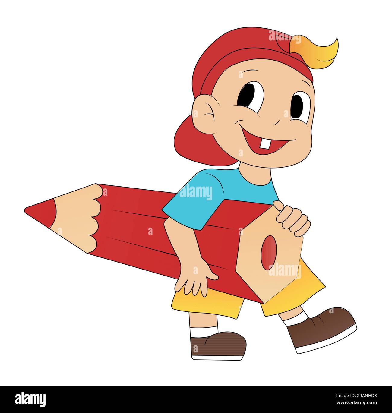 A boy with a pencil. The schoolboy smiles. Logo for stationery. Vector ...