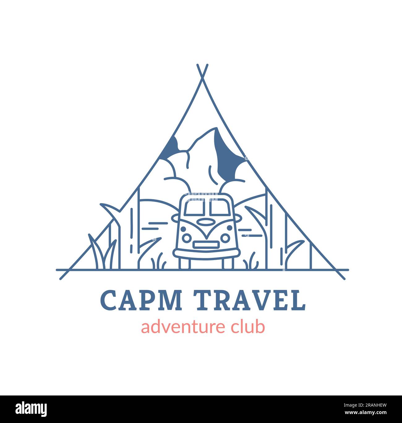 Logo for camping. A car in the woods with a tent. Vector illustration ...