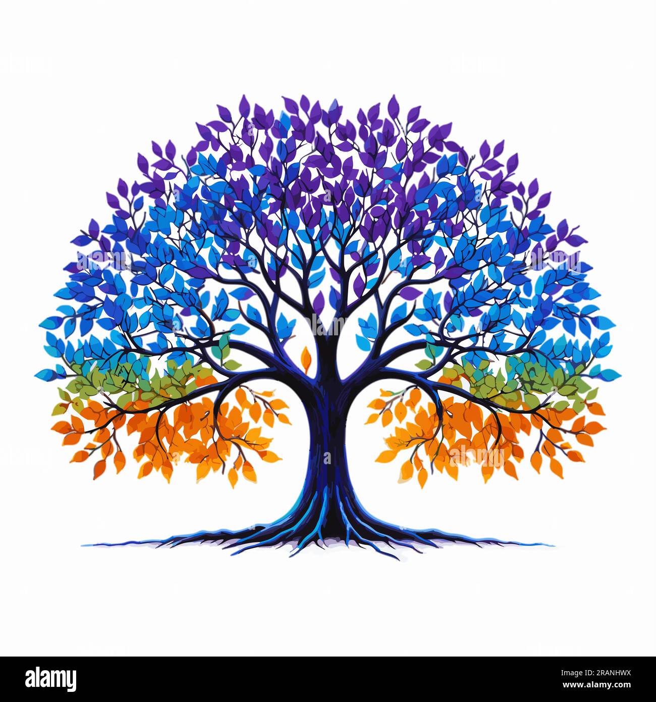 Colourful Vector Tree illustration with multi coloured leaves Stock ...