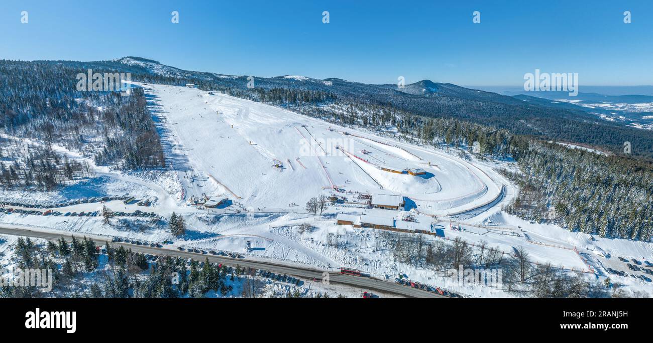 Fantastic winter day in the Großer Arber ski area in the Bavarian Forest Stock Photo - Alamy