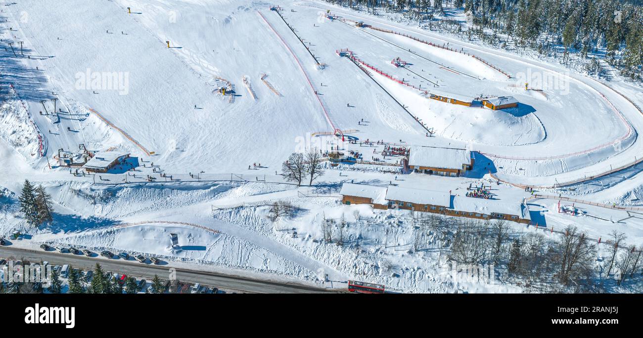 Fantastic winter day in the Großer Arber ski area in the Bavarian Forest Stock Photo - Alamy