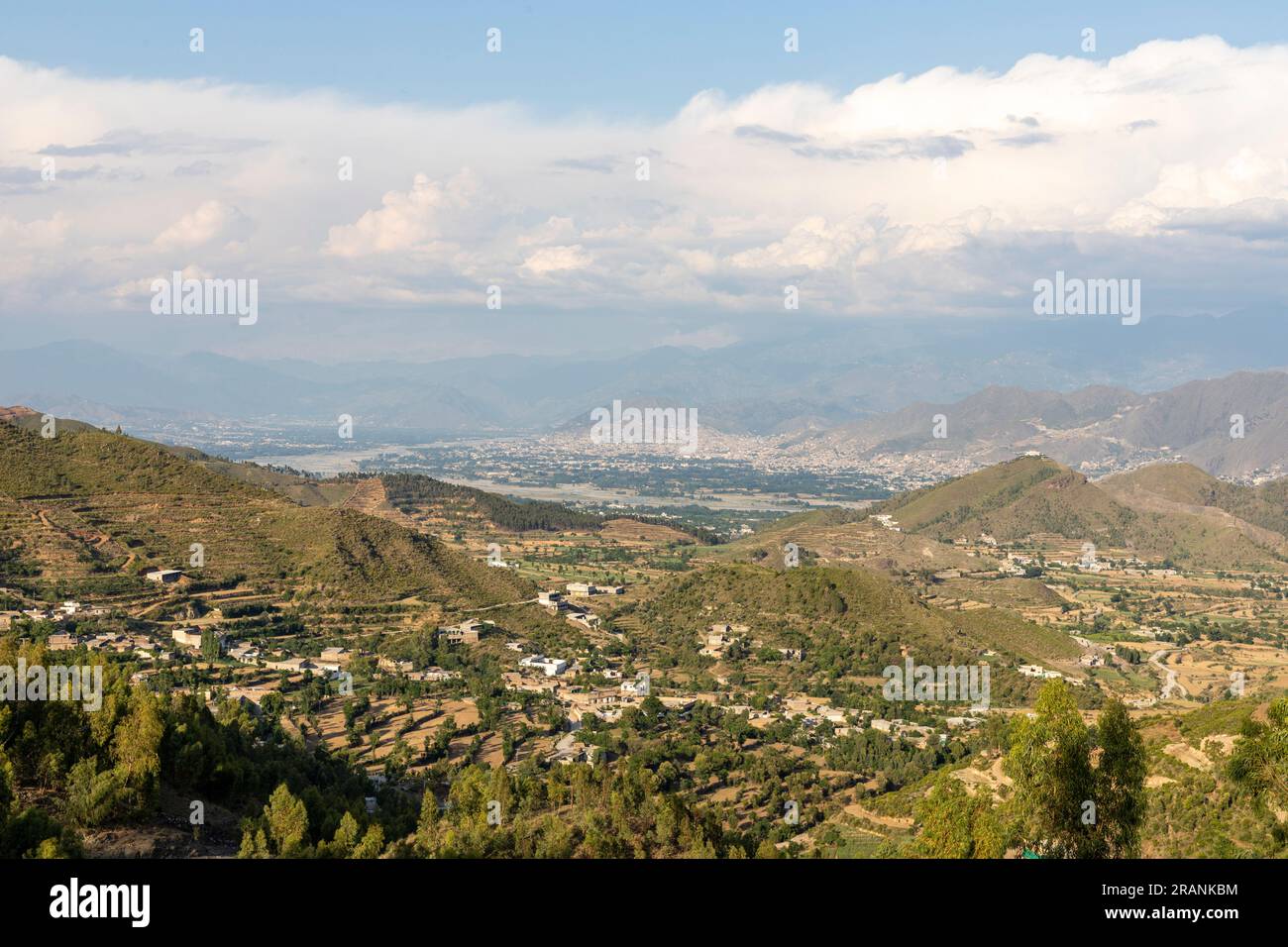 Aerial view of a village in the mountain area of swat valley, Pakistan ...