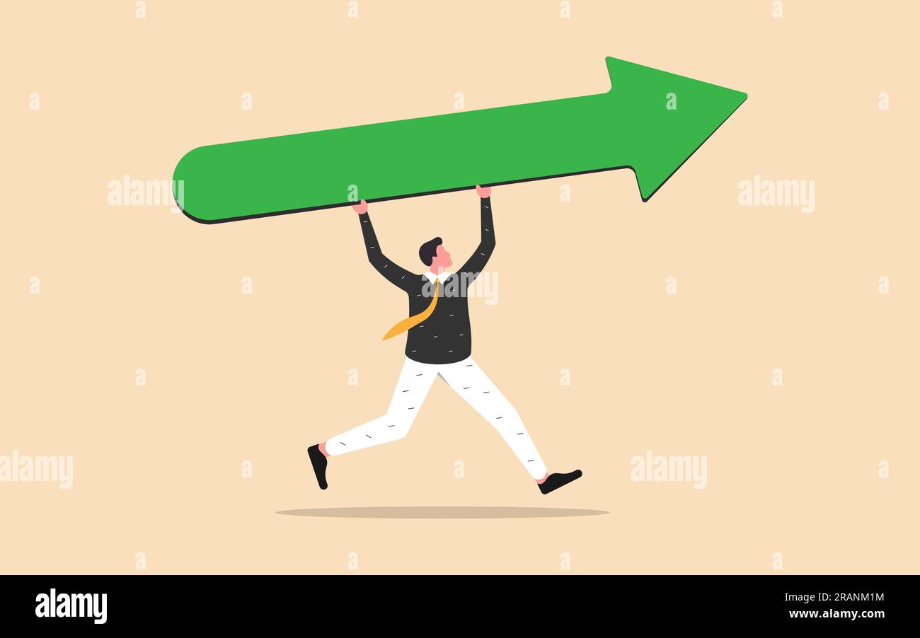 Young businessman hurry up consisting of finance graph cartoon icon vector illustration, flat ...
