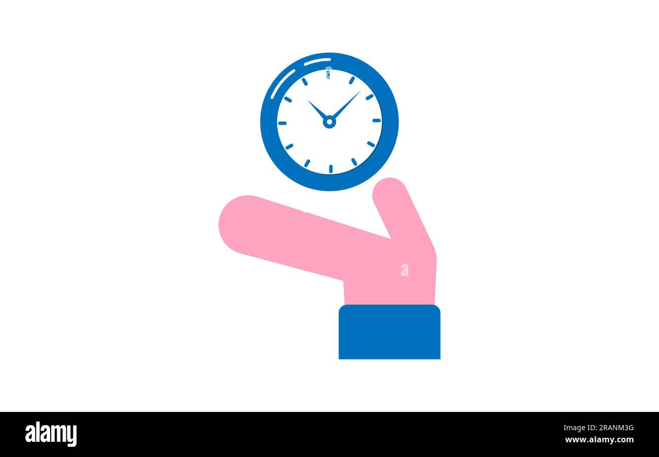Hand holding clock, vector design, flat vector, time saving Stock ...