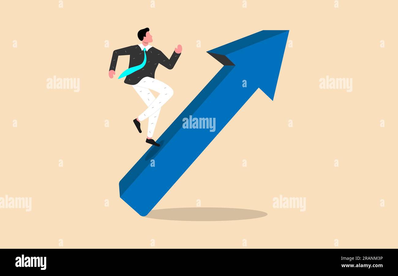 Young businessman hurry up consisting of finance graph cartoon icon vector illustration, flat ...