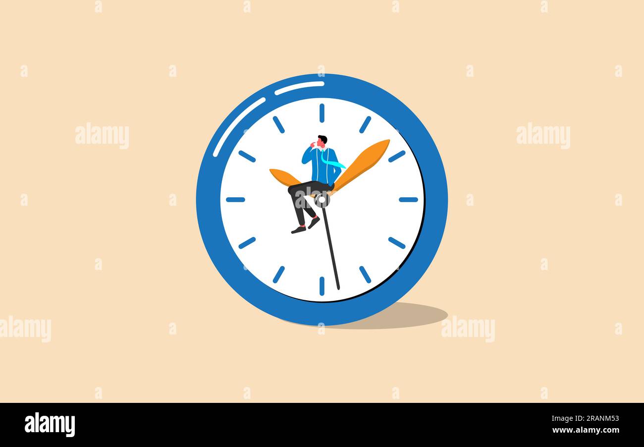 Thoughtful businessman siting on a clock, time procrastination or work ...