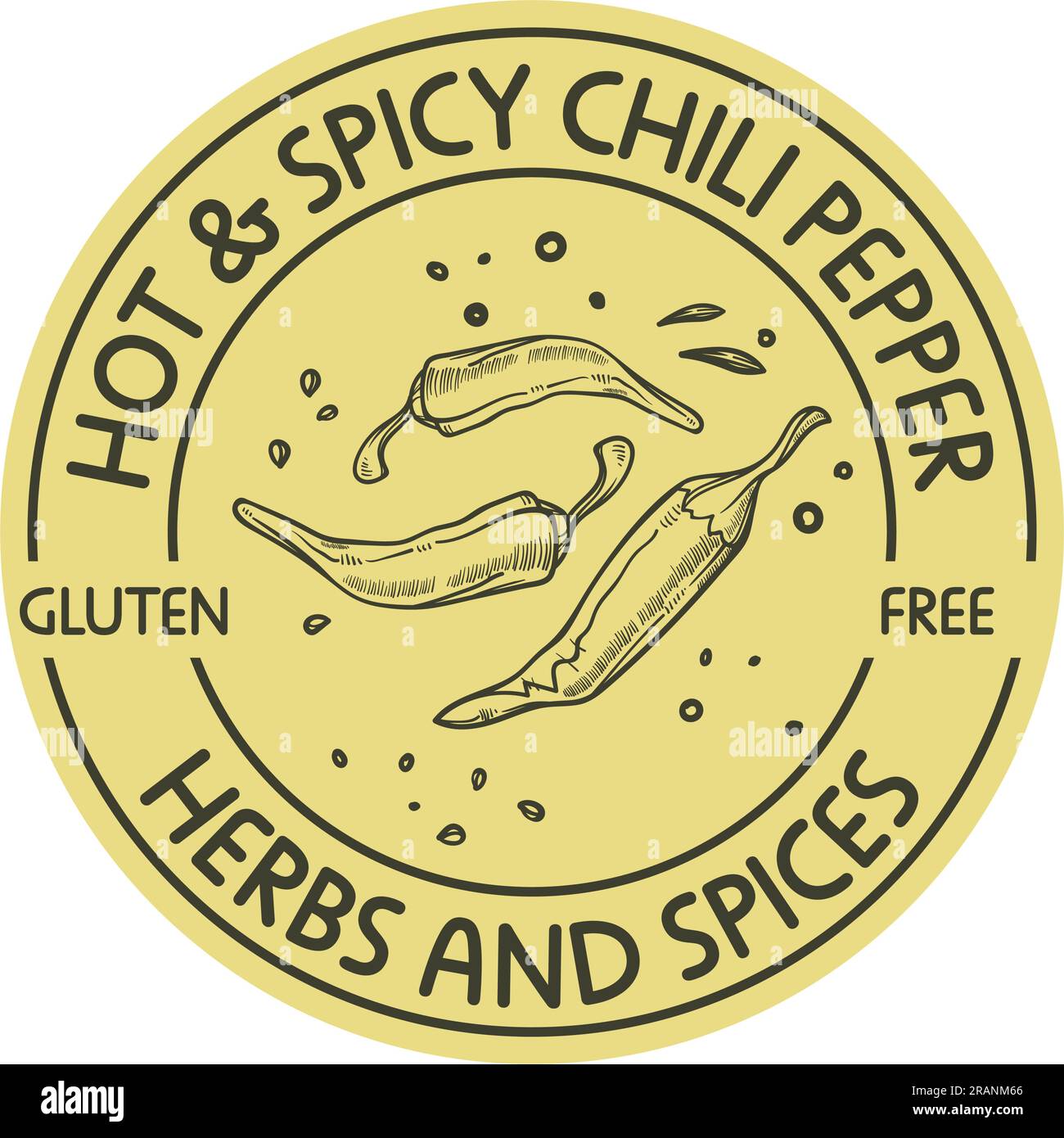 Hot and spicy chili pepper herbs and spices label Stock Vector Image ...