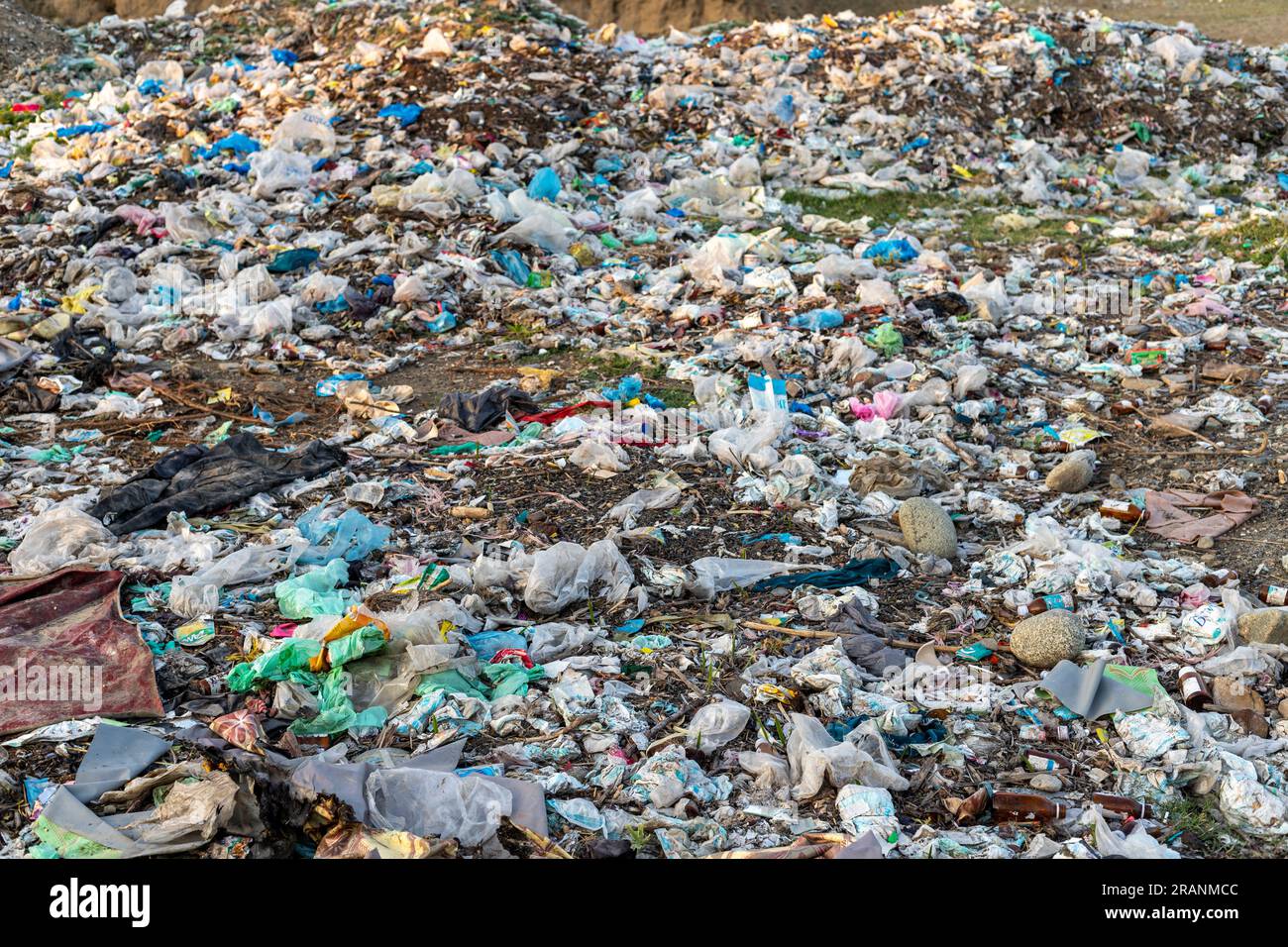 large garbage pile closeup. Global warming and pollution concept Stock ...