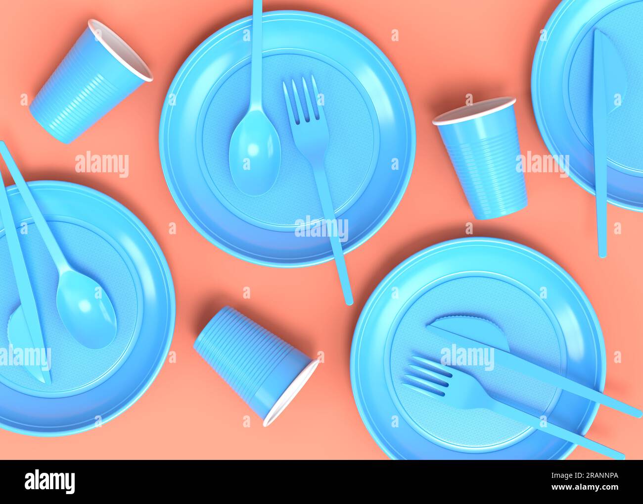 Set of disposable utensils like plate, folk, spoon,knife and cup on ...