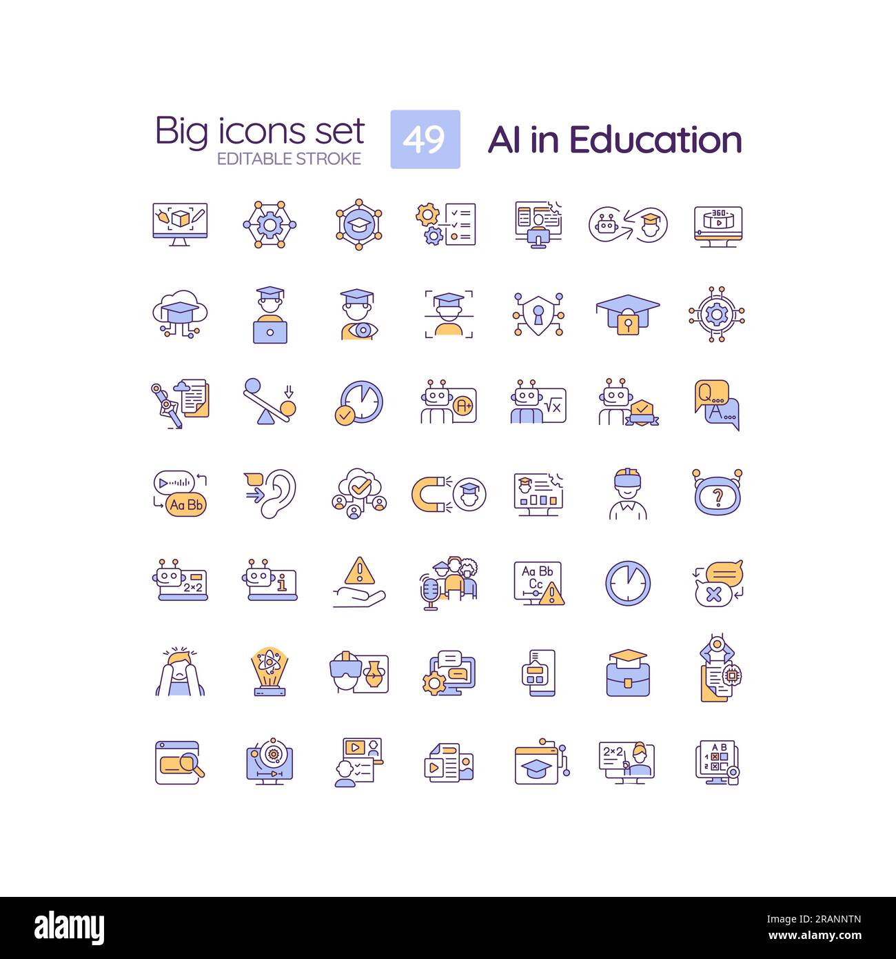 Customizable colorful icons for AI in education Stock Vector Image ...
