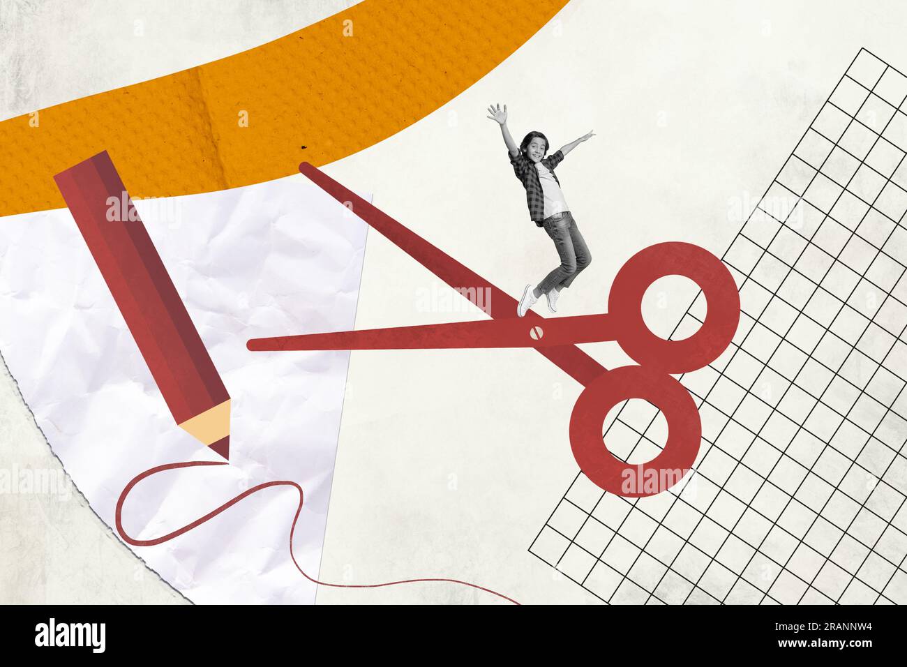 Collage of school child kid little boy playing scissors male student ...