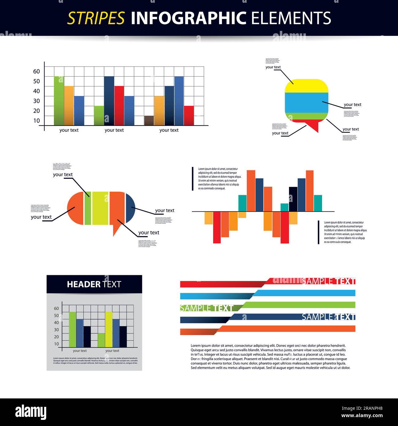 Colorful Set of Infographic Elements - Banners, Charts, Speech Bubbles ...