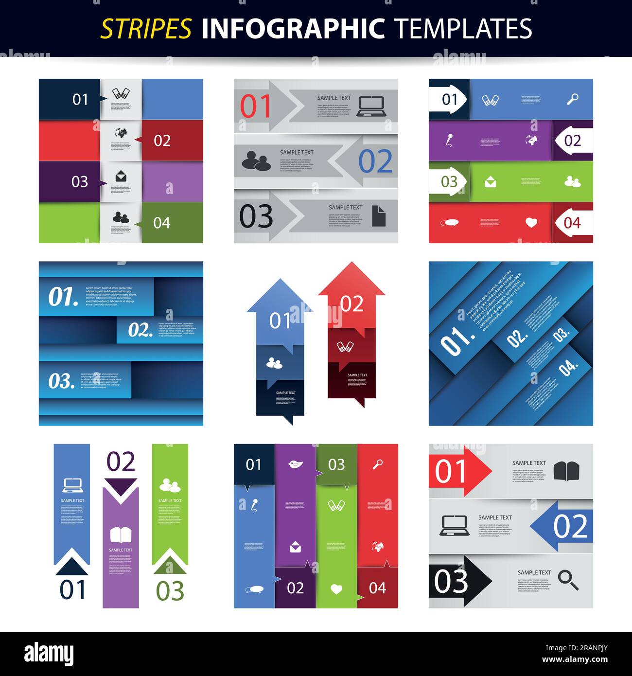 Colorful Set of Infographic Templates - Banners, Charts, Arrows Stock ...