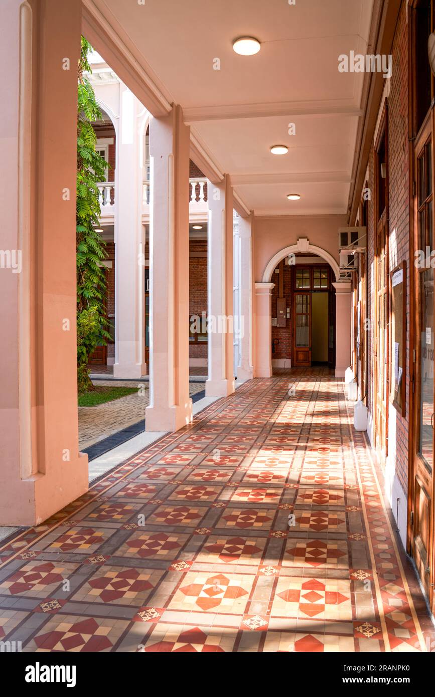 Corridors and red brick buildings in Hong Kong University Stock Photo ...