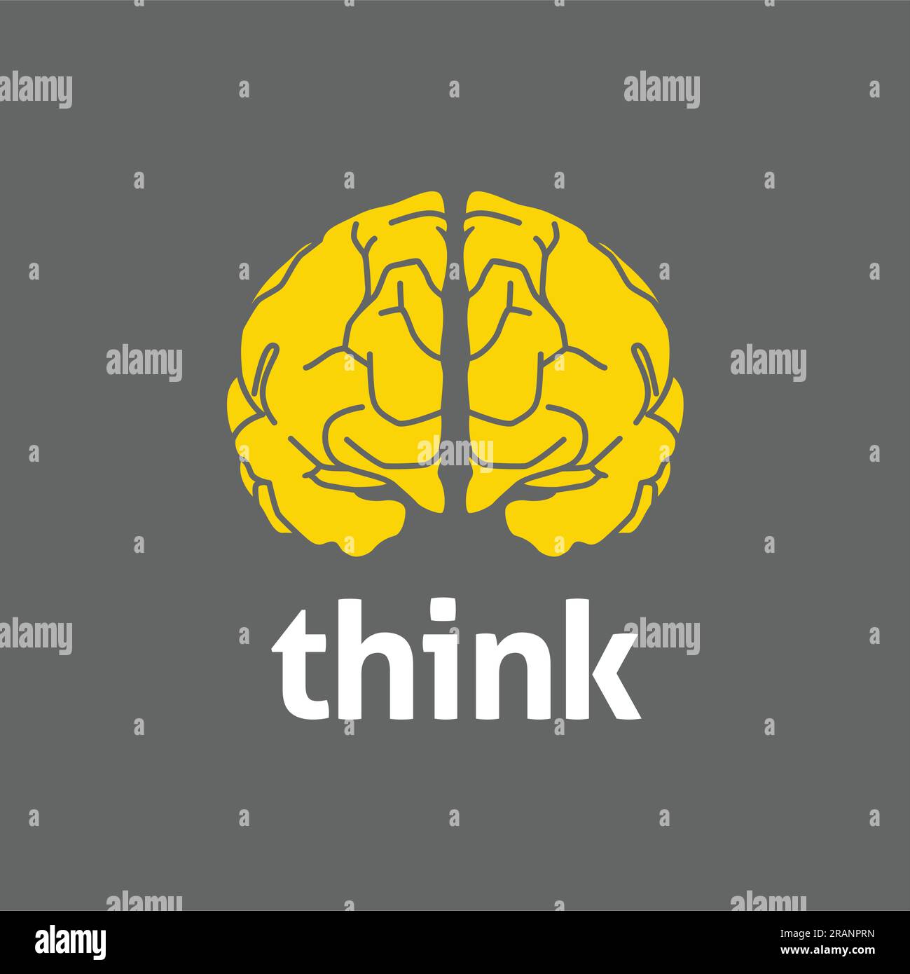 Graphic illustration of a brain and think text, brain logo, icon and ...